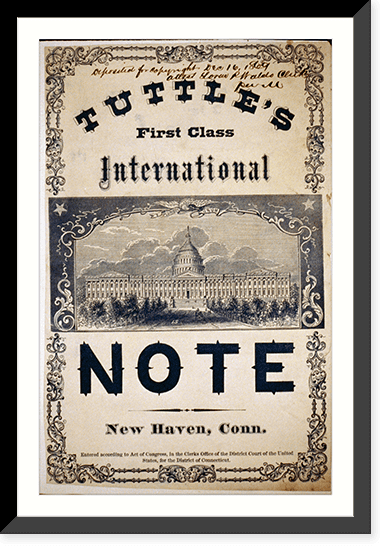 Historic Framed Print, Tuttle's first class international note, 17-7/8 ...