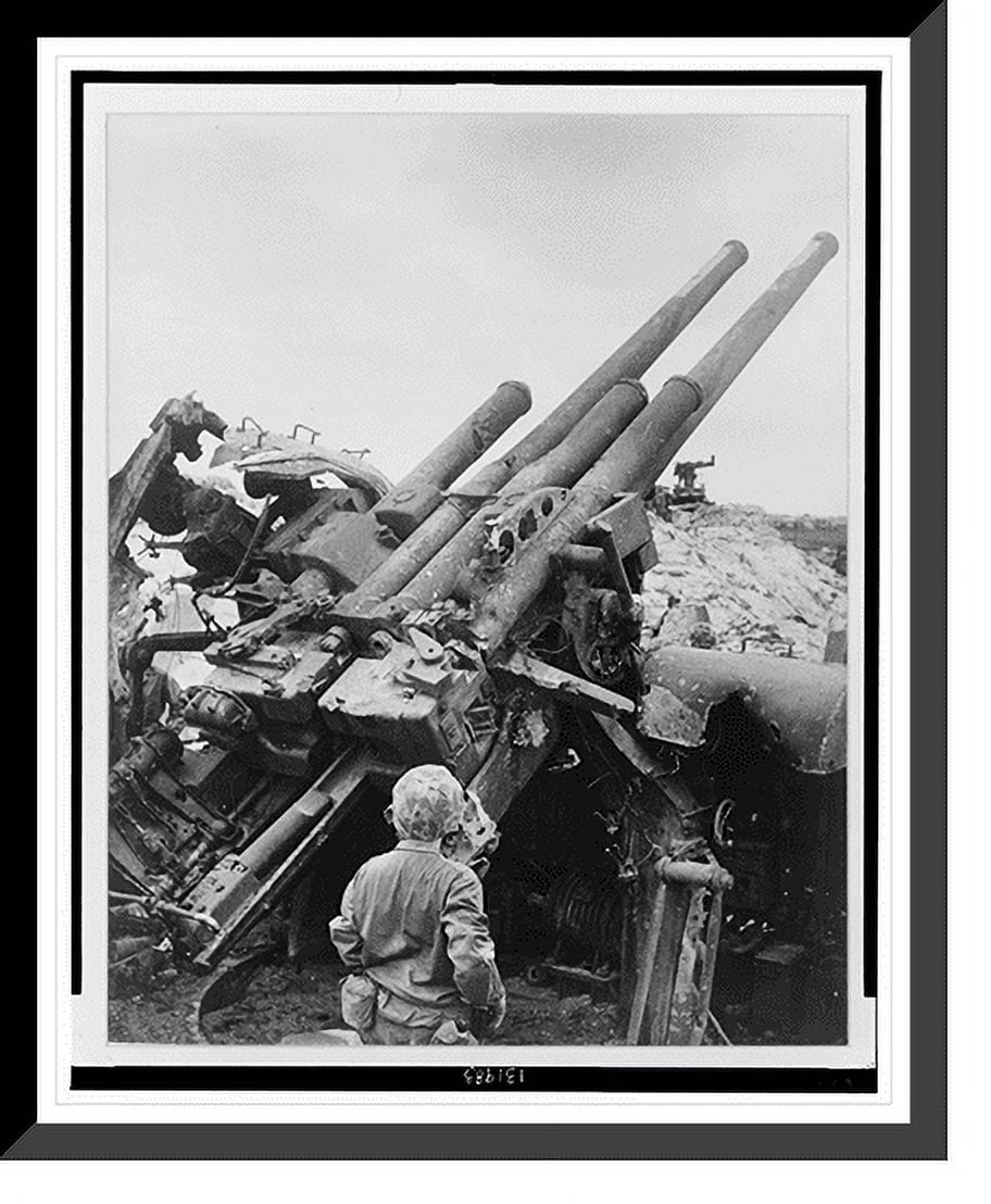 Historic Framed Print, Twin-mounted dual-purpose naval guns were ...