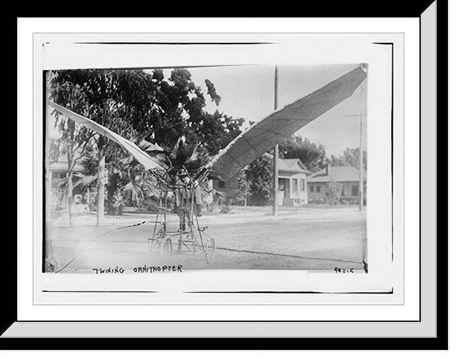 Historic Framed Print, Twining ornithopter, flying machine with bird ...