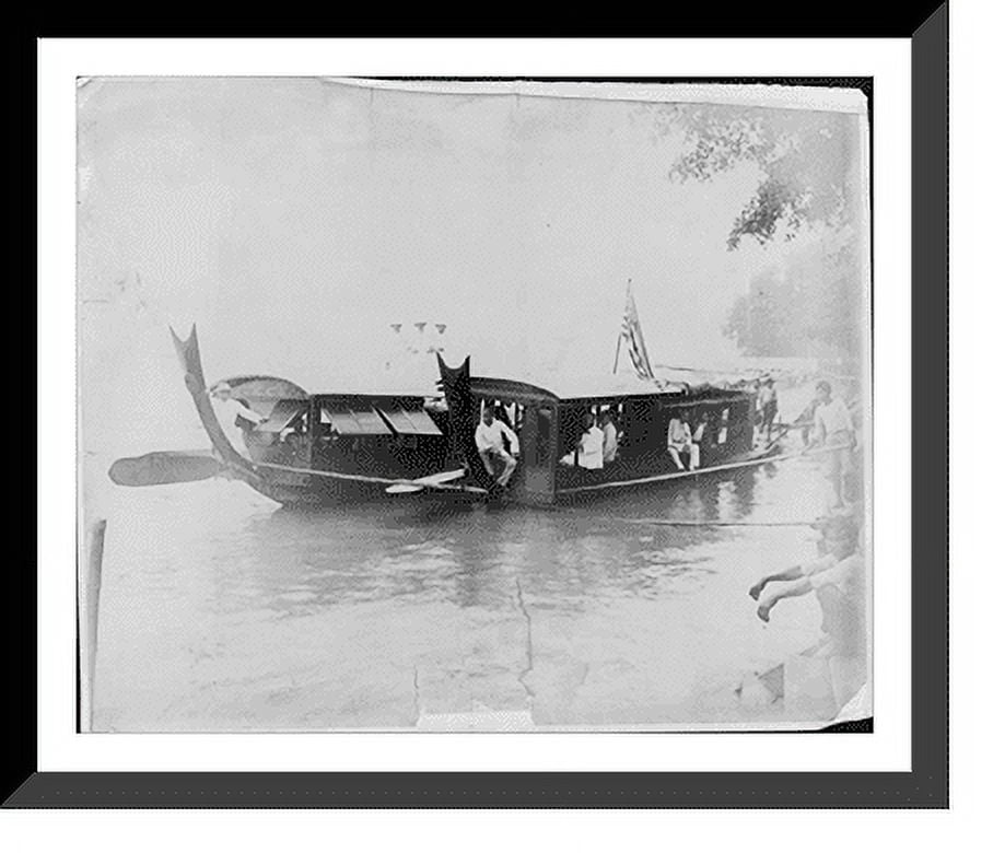 Historic Framed Print, [Two Chinese gondolas, one flying U.S. flag ...
