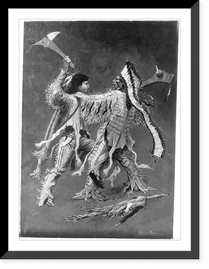 Historic Framed Print, [Two Indians engaged in fight with each other ...