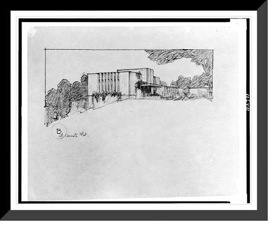 Historic Framed Print, [Two houses with variant roofs (Type A ...