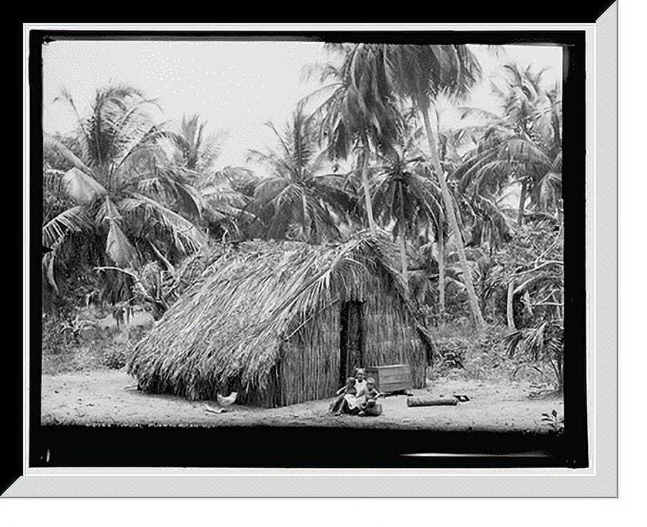 Historic Framed Print, Typical Puerto Rican hut, 17-7/8" x 21-7/8 ...