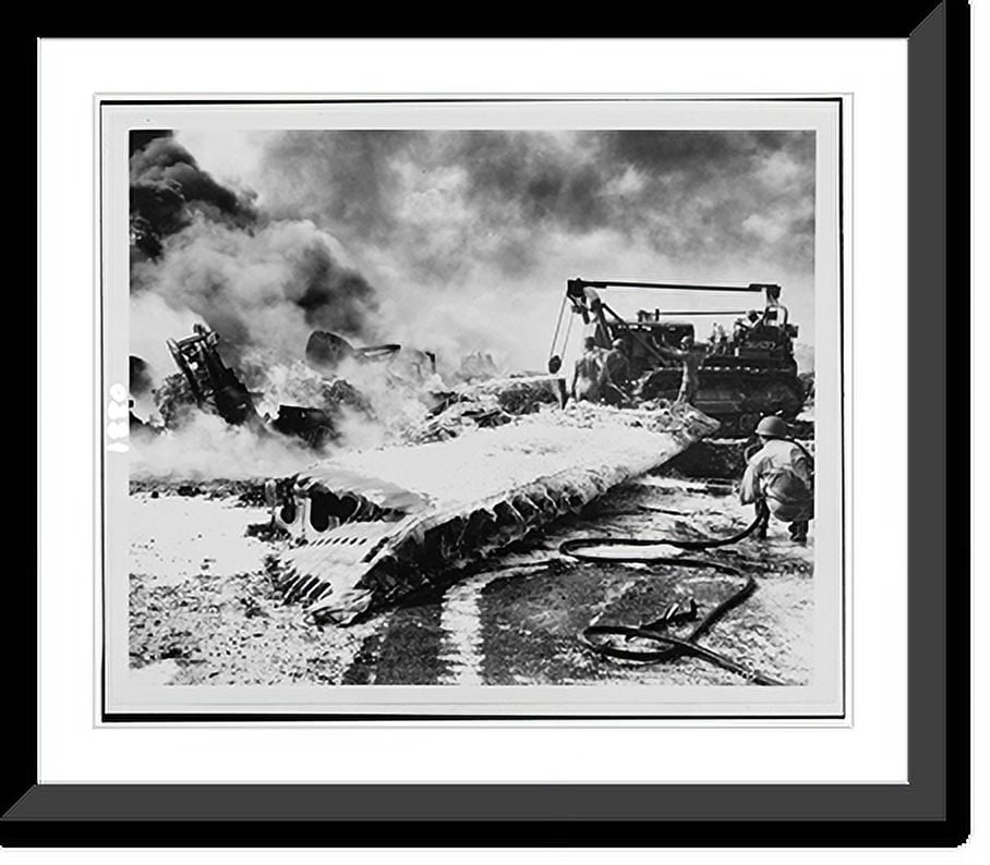 Historic Framed Print, [U.S. Army Air Force personnel fight fires ...
