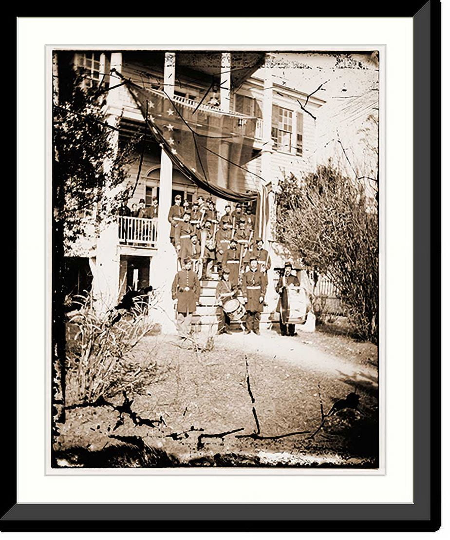 Historic Framed Print, U.S. Army band standing on steps, 17-7/8" x 21-7 ...