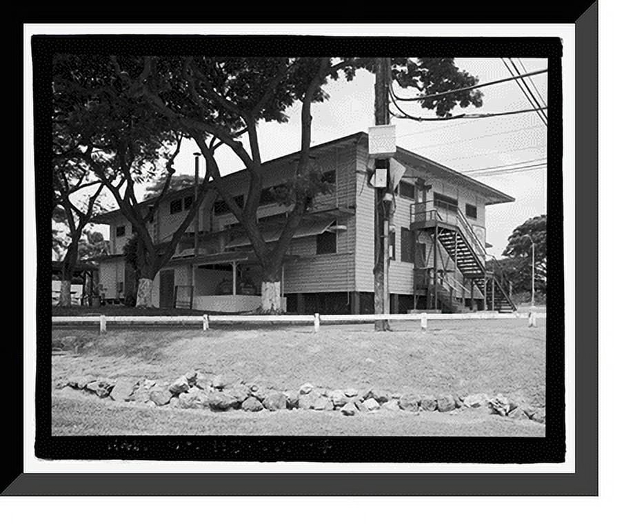 Historic Framed Print, U.S. Naval Base, Pearl Harbor, Marine Guard Barracks, North Avenue at ...
