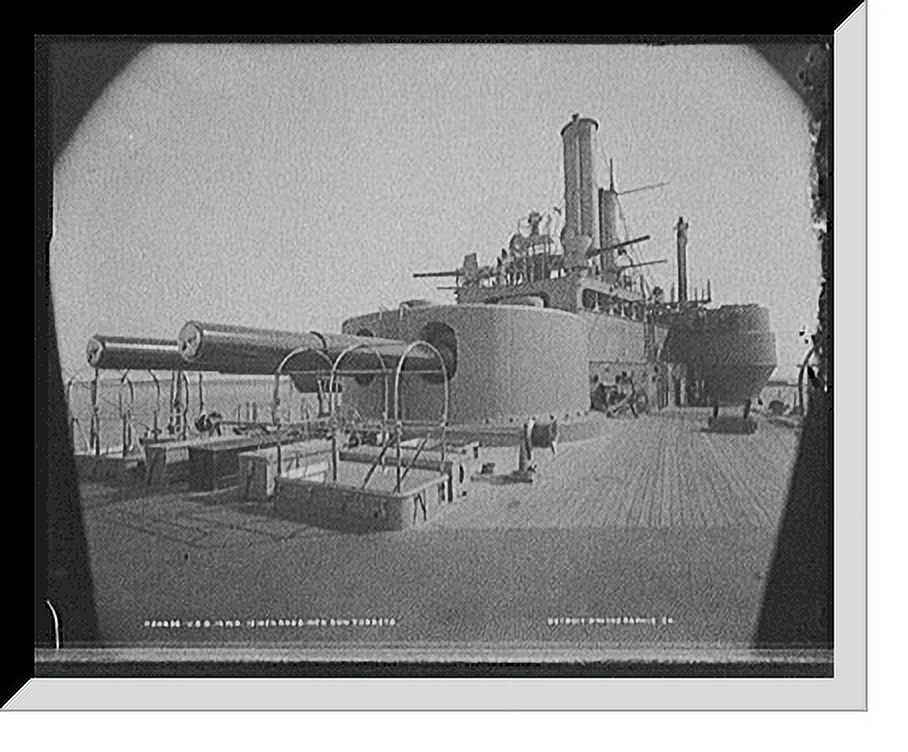 Historic Framed Print, U.S.S. Iowa, 12 inch and 8 inch gun turrets, 17 ...
