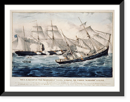 Historic Framed Print, The U.S. sloop of war Kearsarge" 7 guns, sinking ...