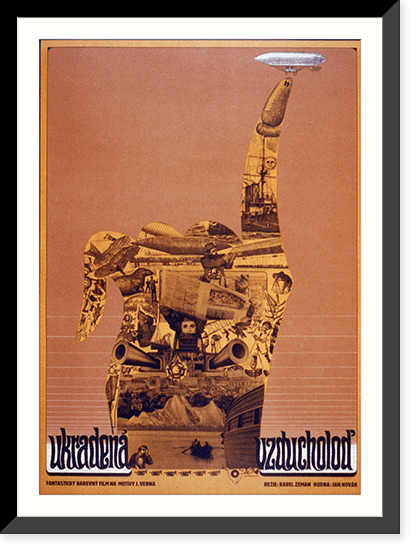 Historic Framed Print, Ukradená vzducholod, fantastický barevný film na ...