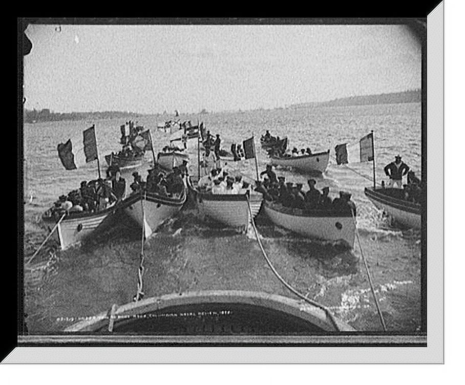 Historic Framed Print, Under tow to boat race, Columbian Naval Review ...