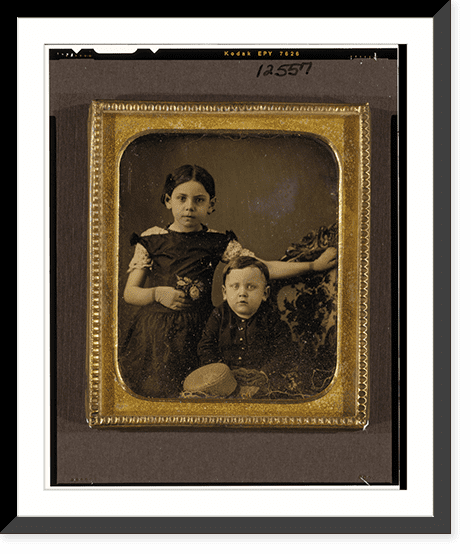 Historic Framed Print, [Unidentified children, possibly Linus and Mary ...