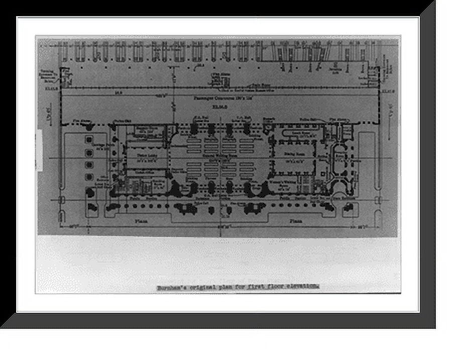 Historic Framed Print, [Union Station: Burnham orig. plan for 1st floor ...