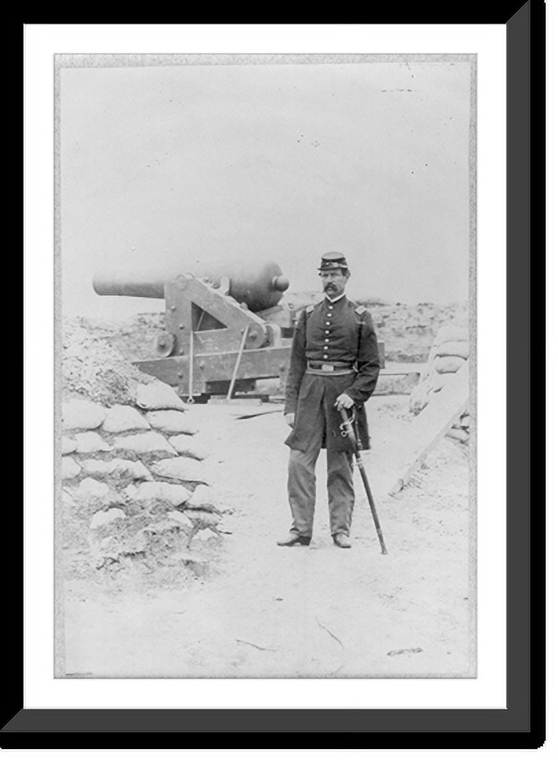 Historic Framed Print, [Union officer standing, full lgth., in front of ...