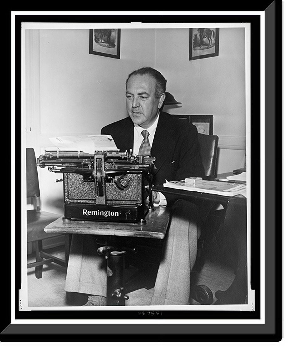 Historic Framed Print, [Val Lewton at his typewriter], 17-7/8" x 21-7/8 ...