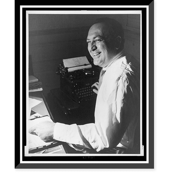 Historic Framed Print, [Val Lewton points at a script], 17-7/8" x 21-7/ ...