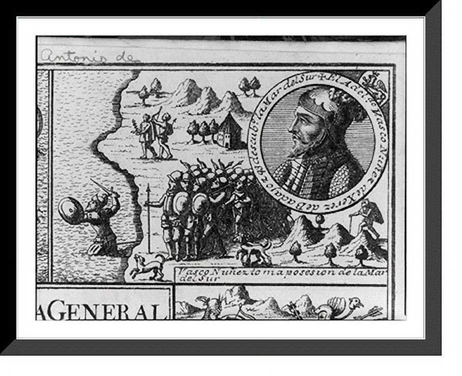 Historic Framed Print, [Vasco Nunez de Balboa taking possession of the ...