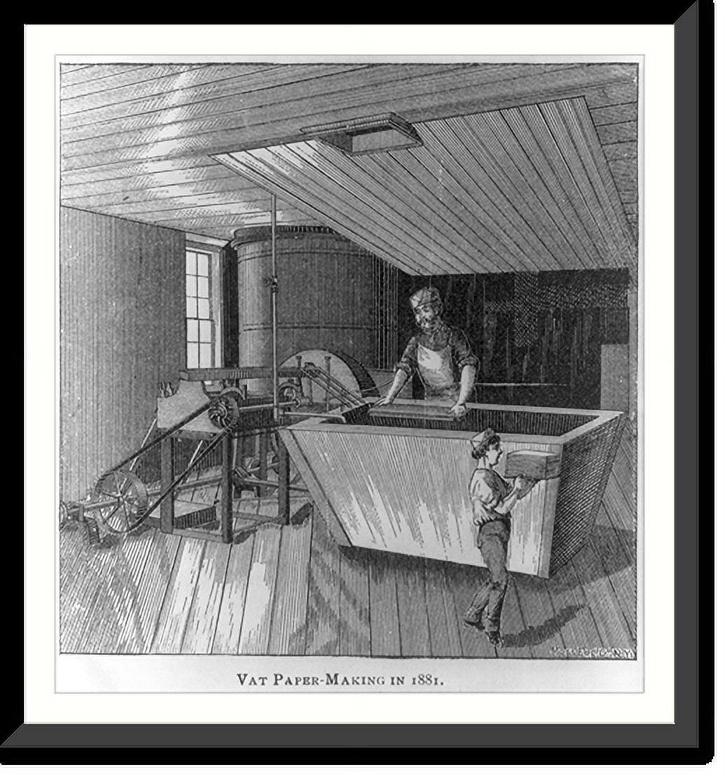 Historic Framed Print, Vat paper making in 1881, 17-7/8" x 21-7/8 ...
