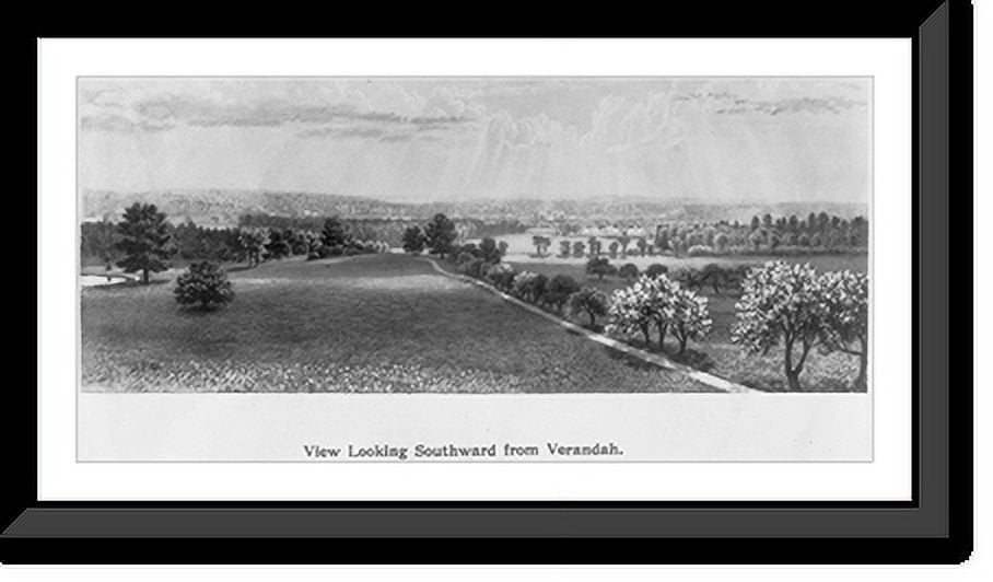Historic Framed Print, View looking southward from verandah, 17-7/8" x ...