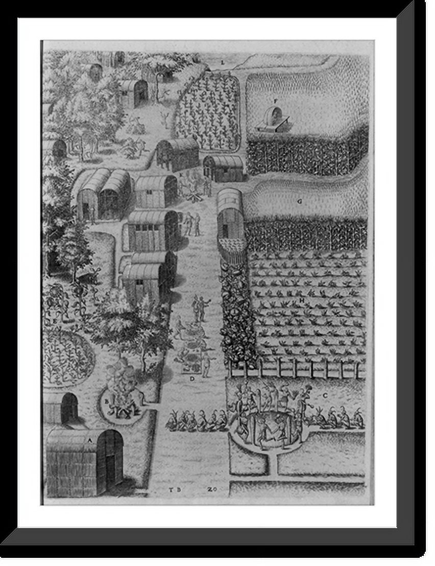 Historic Framed Print, [Village of Secotan].T.B., 17-7/8" x 21-7/8 ...