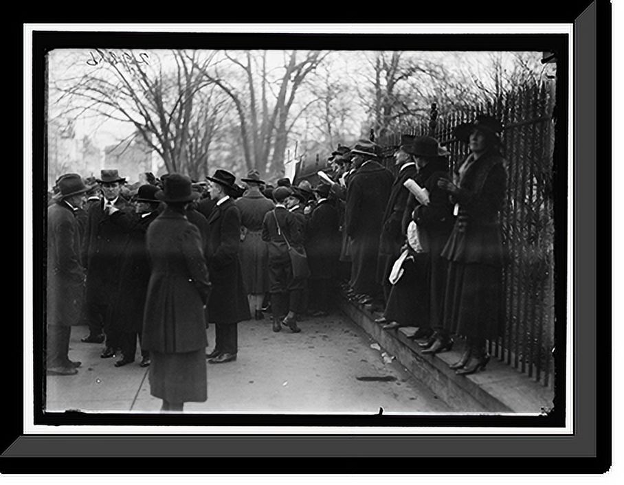 Historic Framed Print, WOMAN SUFFRAGE. BONFIRE ON SIDEWALK BEFORE WHITE ...