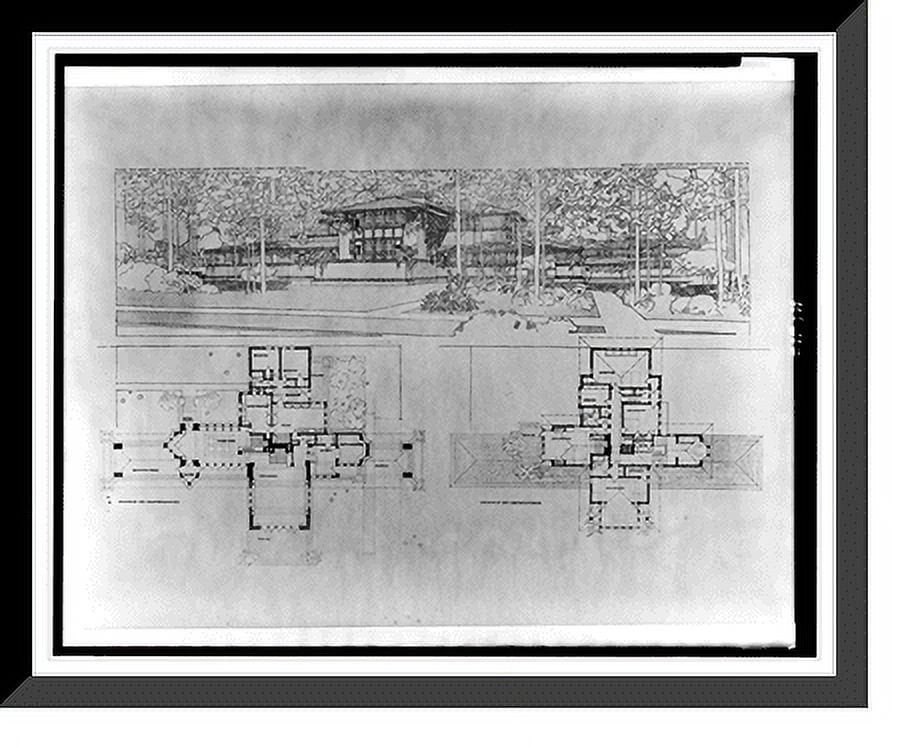 Historic Framed Print, Ward W. Willets grundriss und perspektive villa ...