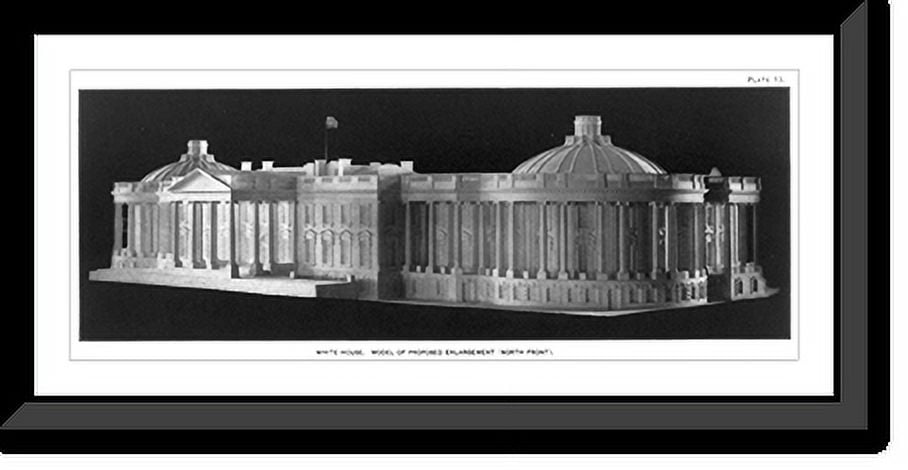 Historic Framed Print, White House. Model of proposed enlargement ...