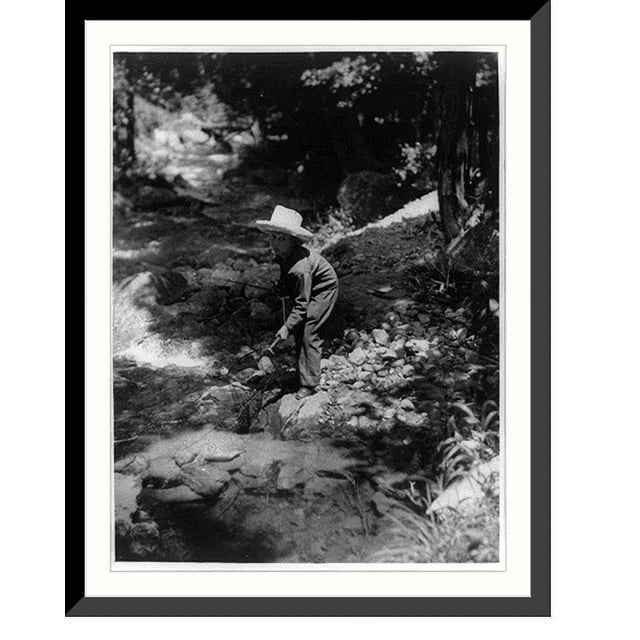 Historic Framed Print, [William Mitchell, Jr., young son of William (Billy") Mitchell. Fishing ...