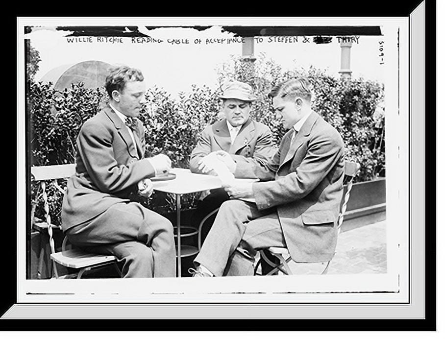 Historic Framed Print, Willie Ritchie reading cable of acceptance to ...