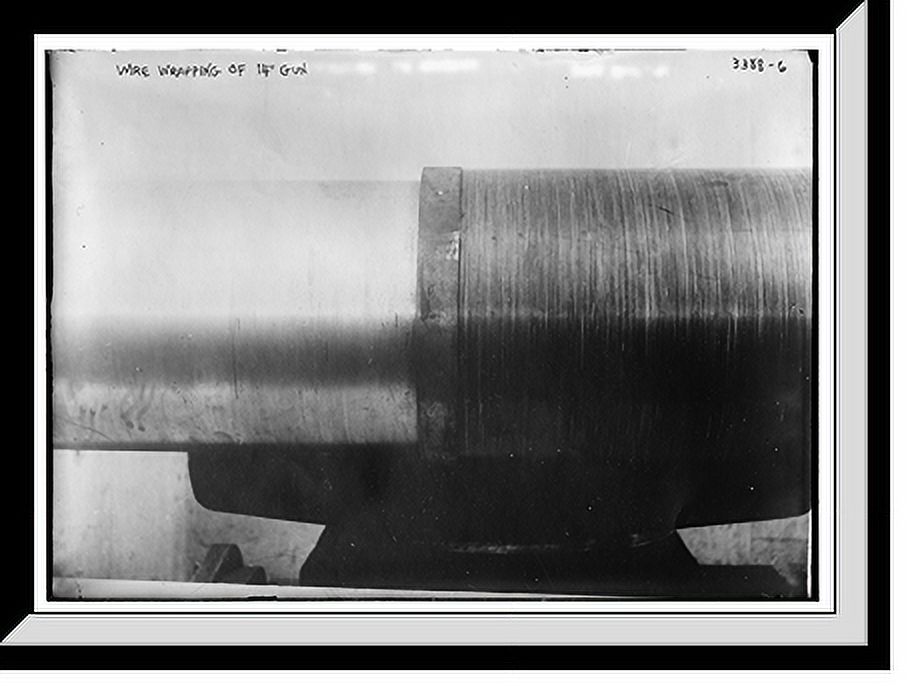 Historic Framed Print, Wire wrapping of 14" gun, 17-7/8" x 21-7/8 ...