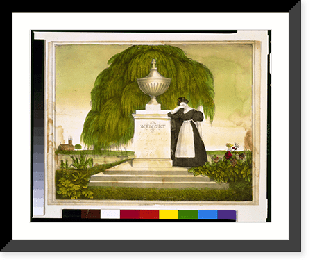 Historic Framed Print, [Woman mourning by tomb with inscription, to the ...