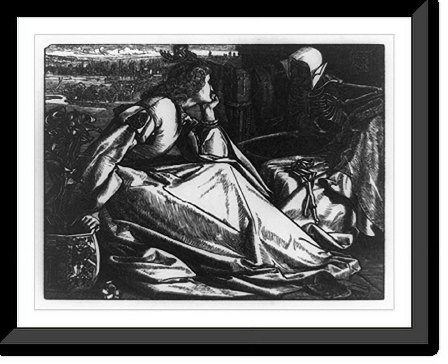 Historic Framed Print, [Woman, seated, facing skeleton symbolizing ...