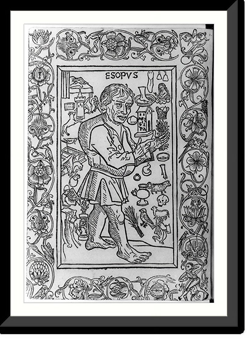 Historic Framed Print, [Woodcuts used to illus. Fables from incunabula ...