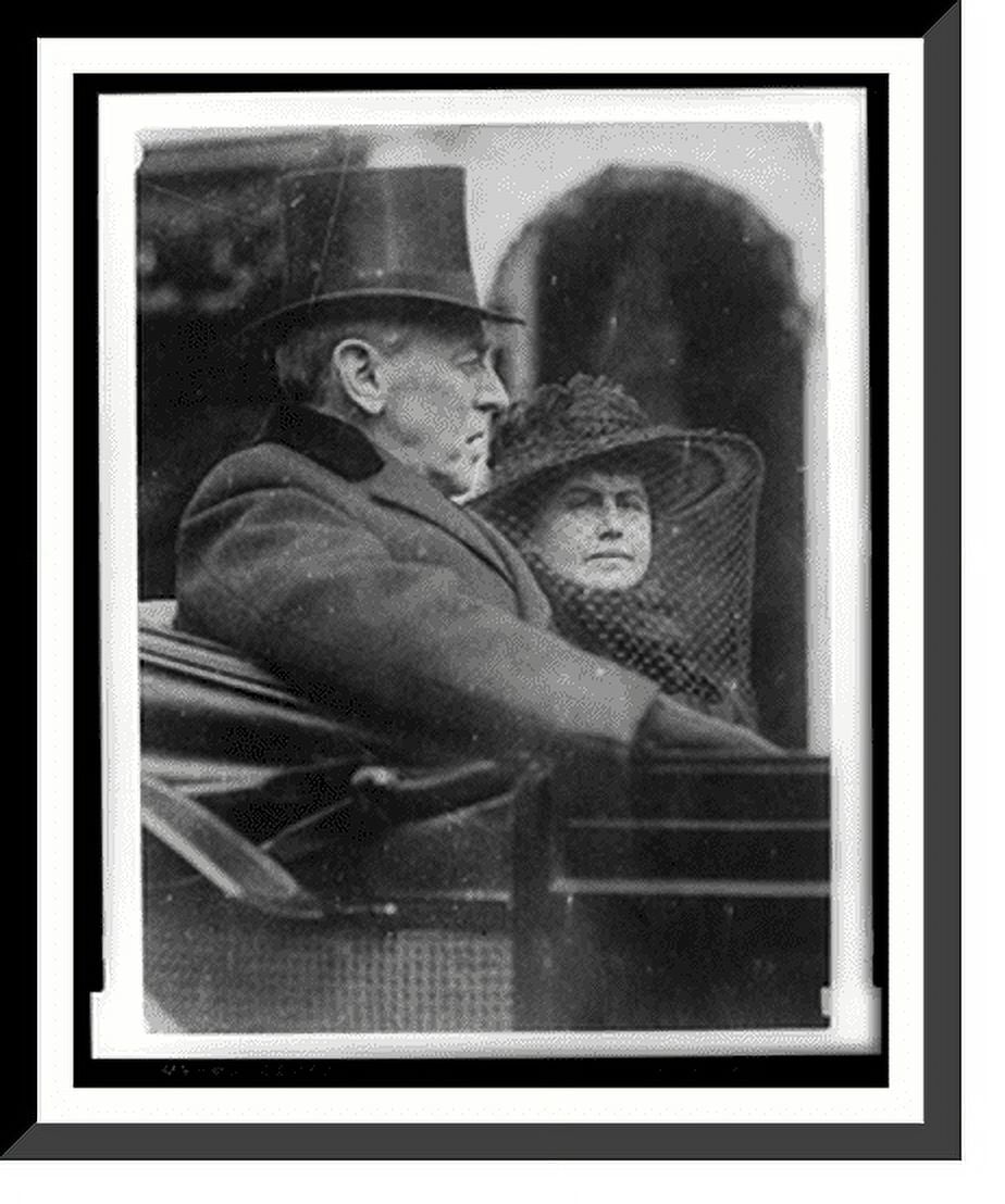 Historic Framed Print, [Woodrow Wilson and wife riding in backseat of a ...