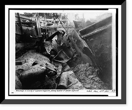 Historic Framed Print, Wreckage in vicinity of exploded magazine ...