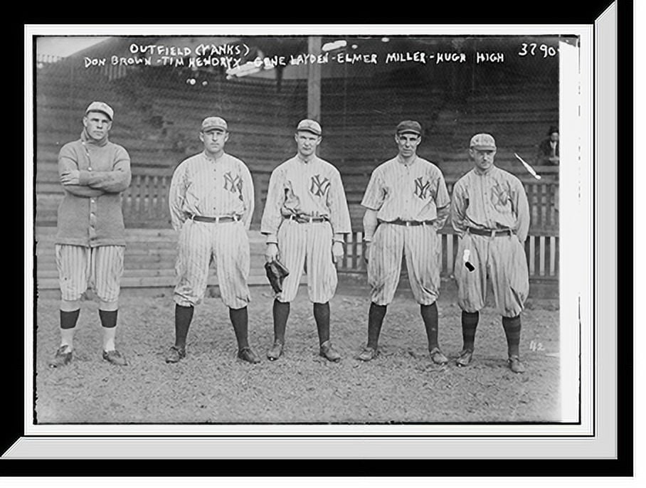 Historic Framed Print, Yanks outfield - Don Brown, Tim Hendrix, Gene ...