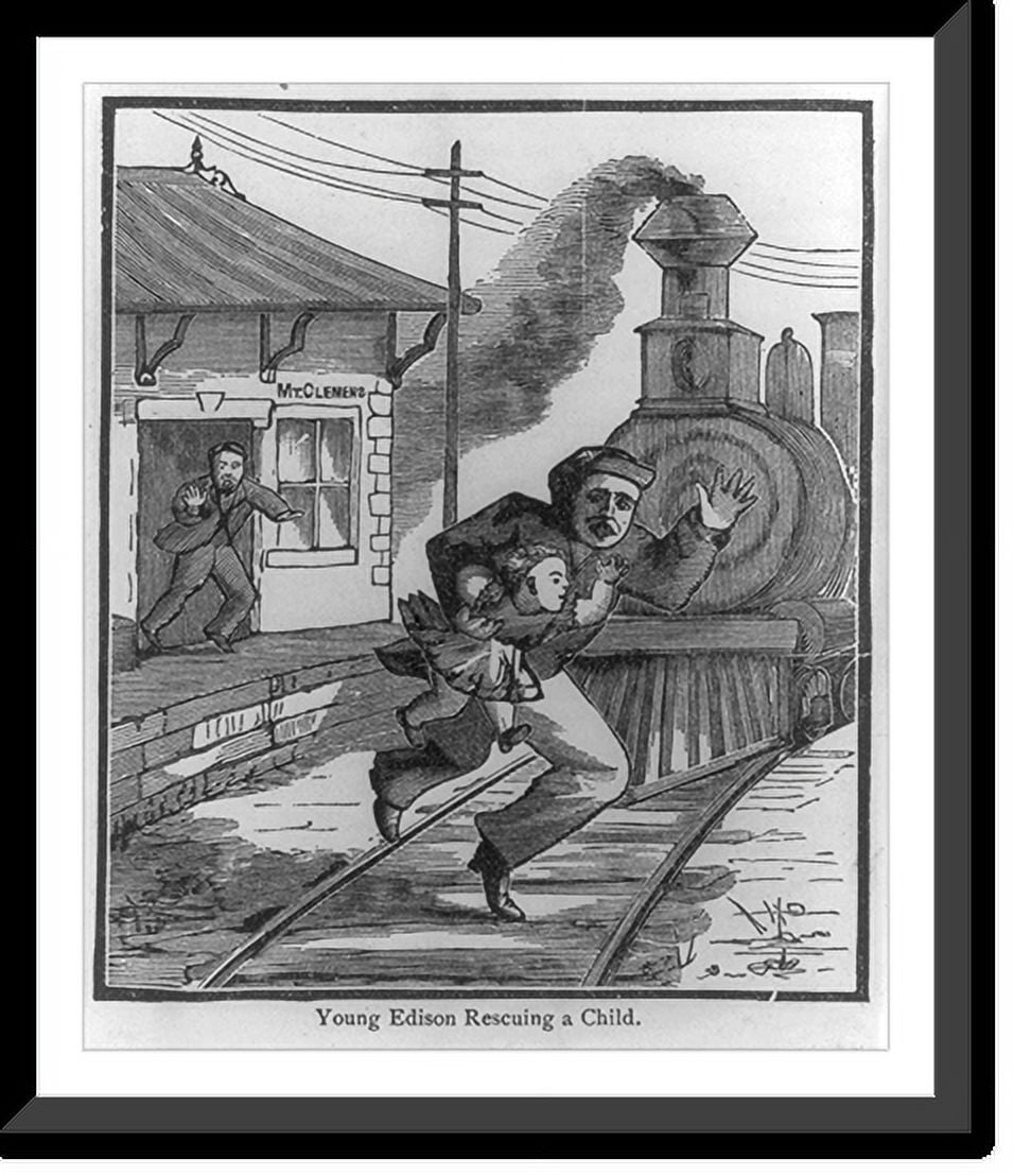 Historic Framed Print, Young Edison rescuing a child [from front of ...