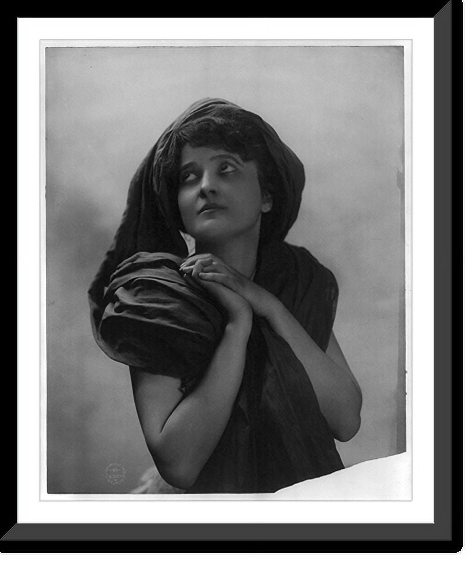 Historic Framed Print, [Young woman modeling: Half lgth., hands under ...