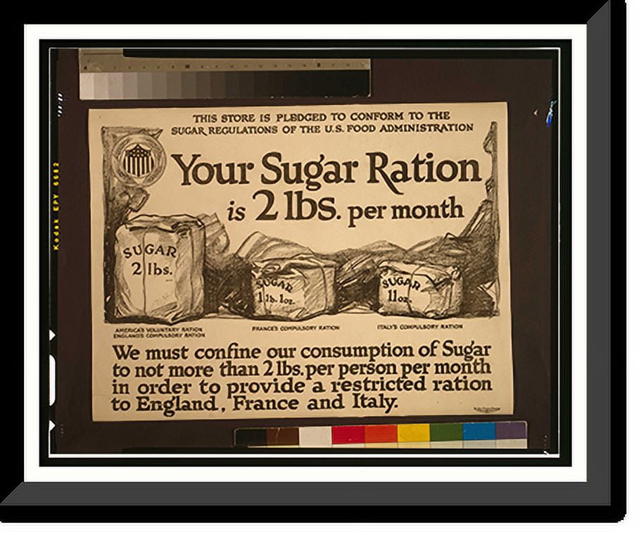 Historic Framed Print, Your sugar ration is 2 lbs. per month. The Carey ...