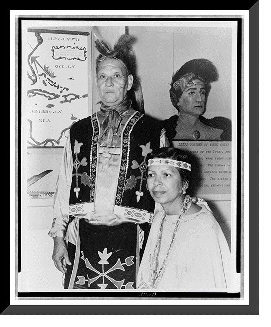 Historic Framed Print, [Yuchi Indians Rufus George, standing, facing front and wife Addie ...