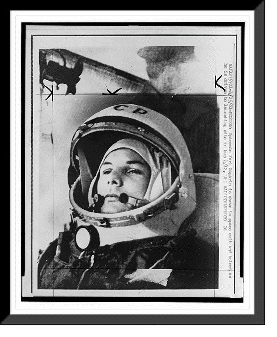Historic Framed Print, [Yuri Gagarin, Russian cosmonaut, head-and-shoulders portrait, facing ...