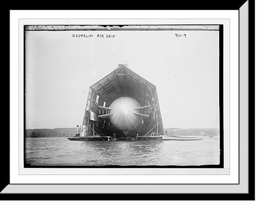 Historic Framed Print, Zeppelin Air Ship, blimp inside, 17-7/8" x 21-7/ ...
