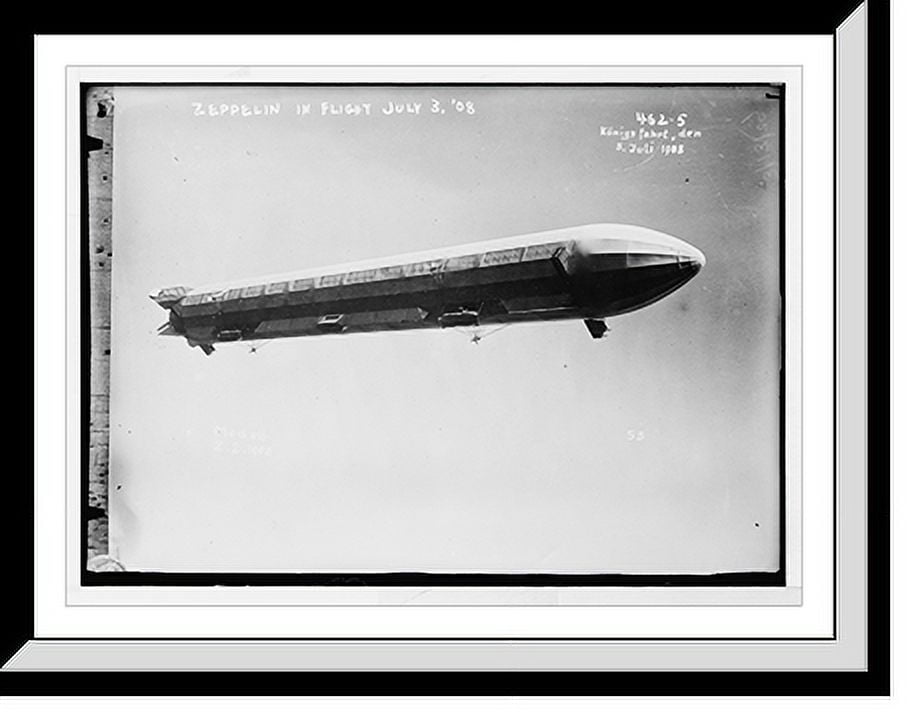 Historic Framed Print, Zeppelin airship in flight, 17-7/8" x 21-7/8 ...