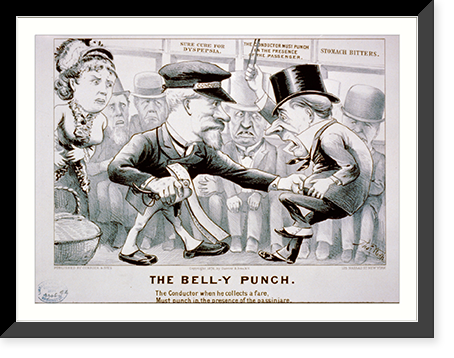 Historic Framed Print, The bell-y punch: the conductor when he collects ...
