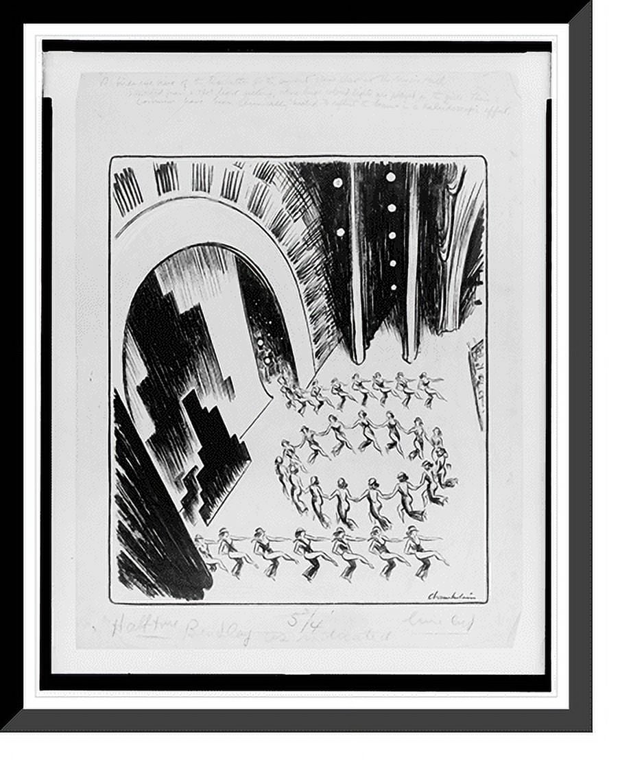 Historic Framed Print, A birds-eye view of the Rockettes in the current ...