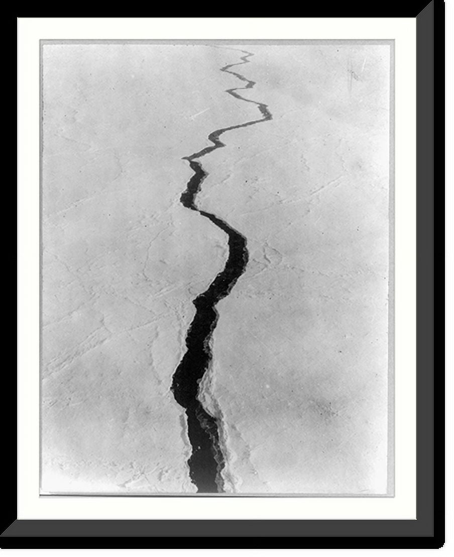 Historic Framed Print, A huge crack in the polar ice field, over which ...