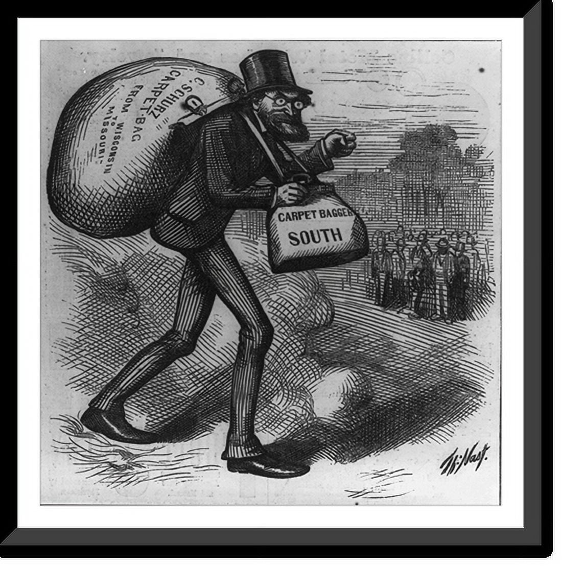 Historic Framed Print, The man with the (carpet) bags [Caricature of ...