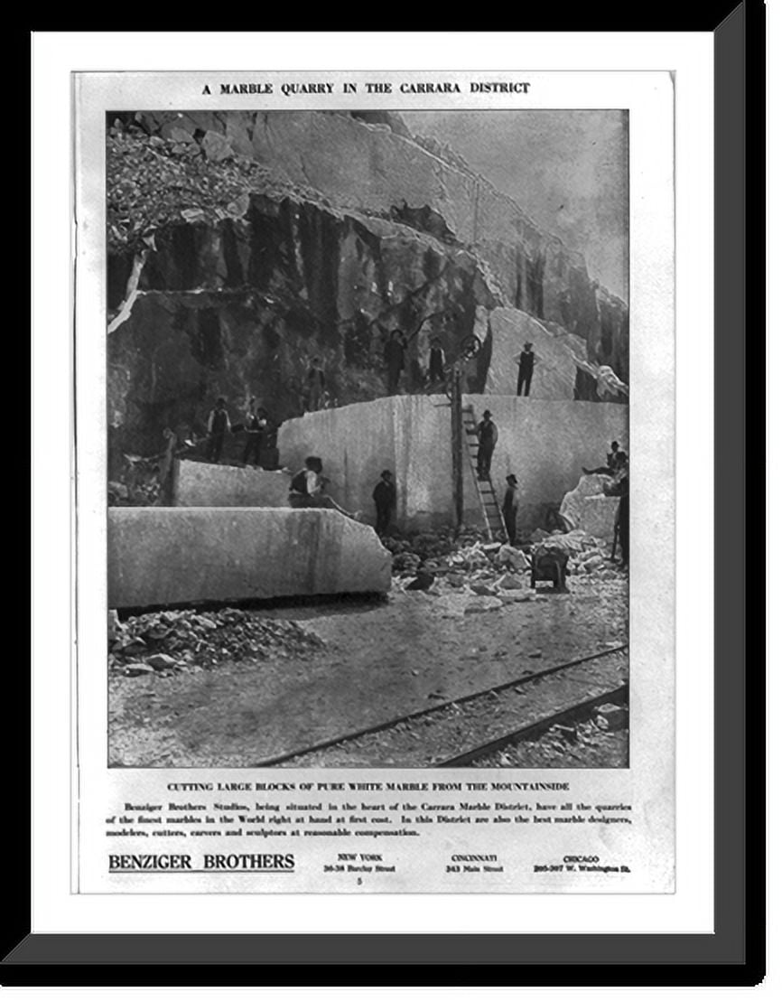 Historic Framed Print, A marble quarry in the Carrara District ...