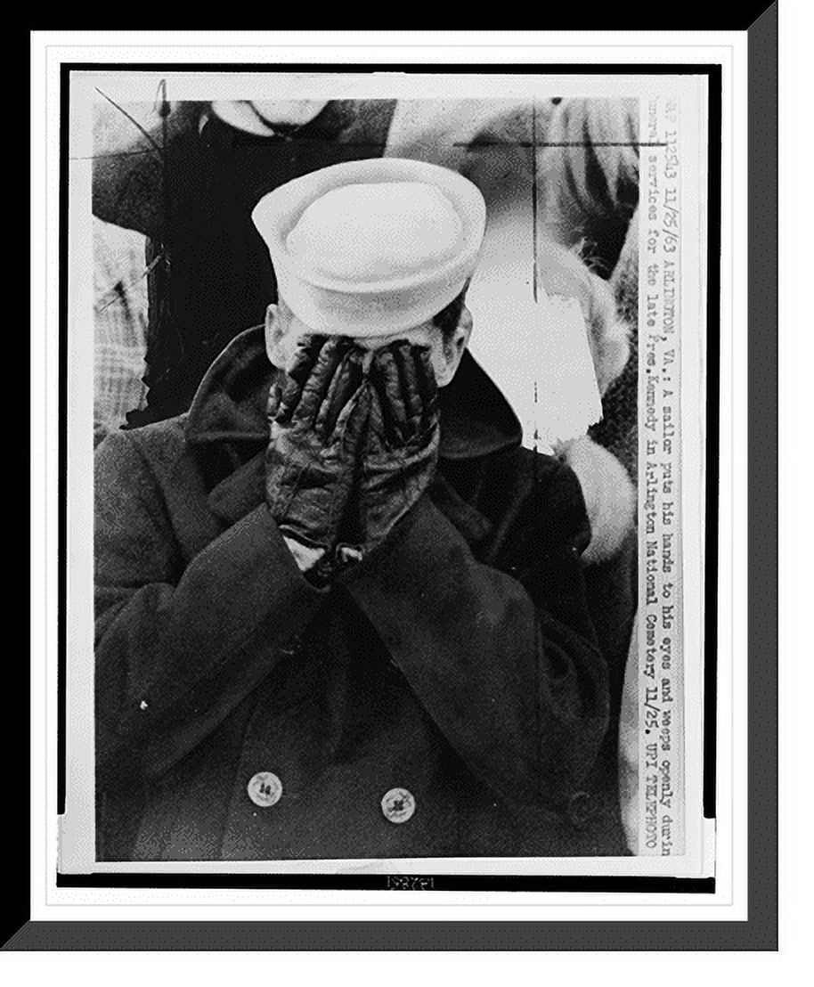 Historic Framed Print, A sailor puts his hands to his eyes and weeps ...