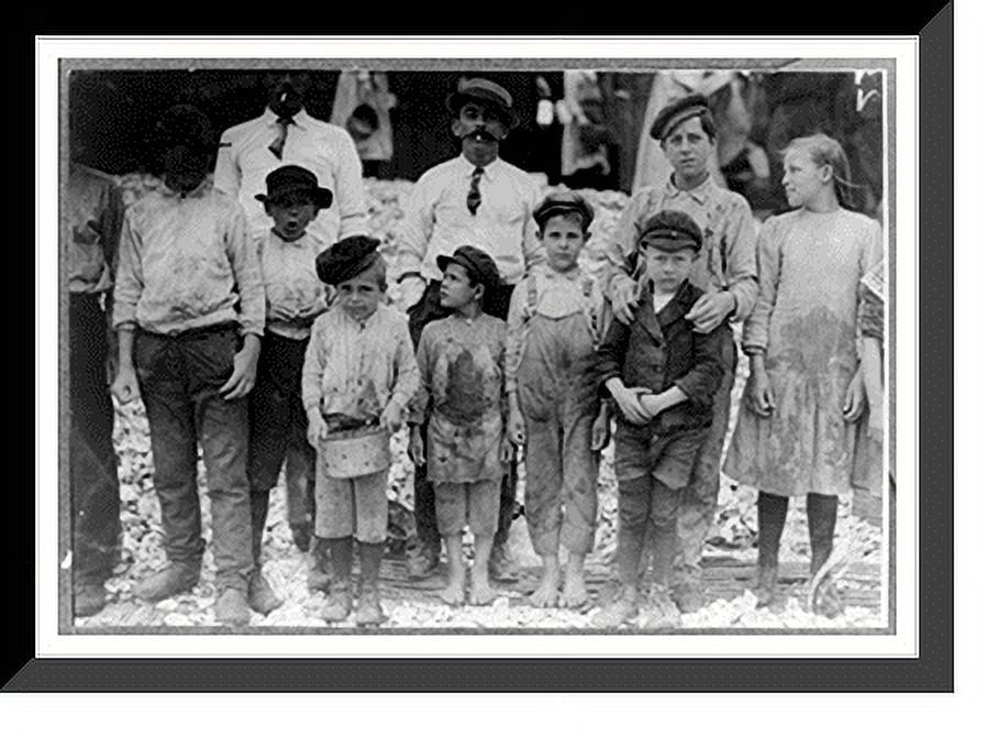 Historic Framed Print, All these are shrimp-pickers in Dunbar, Lopez ...