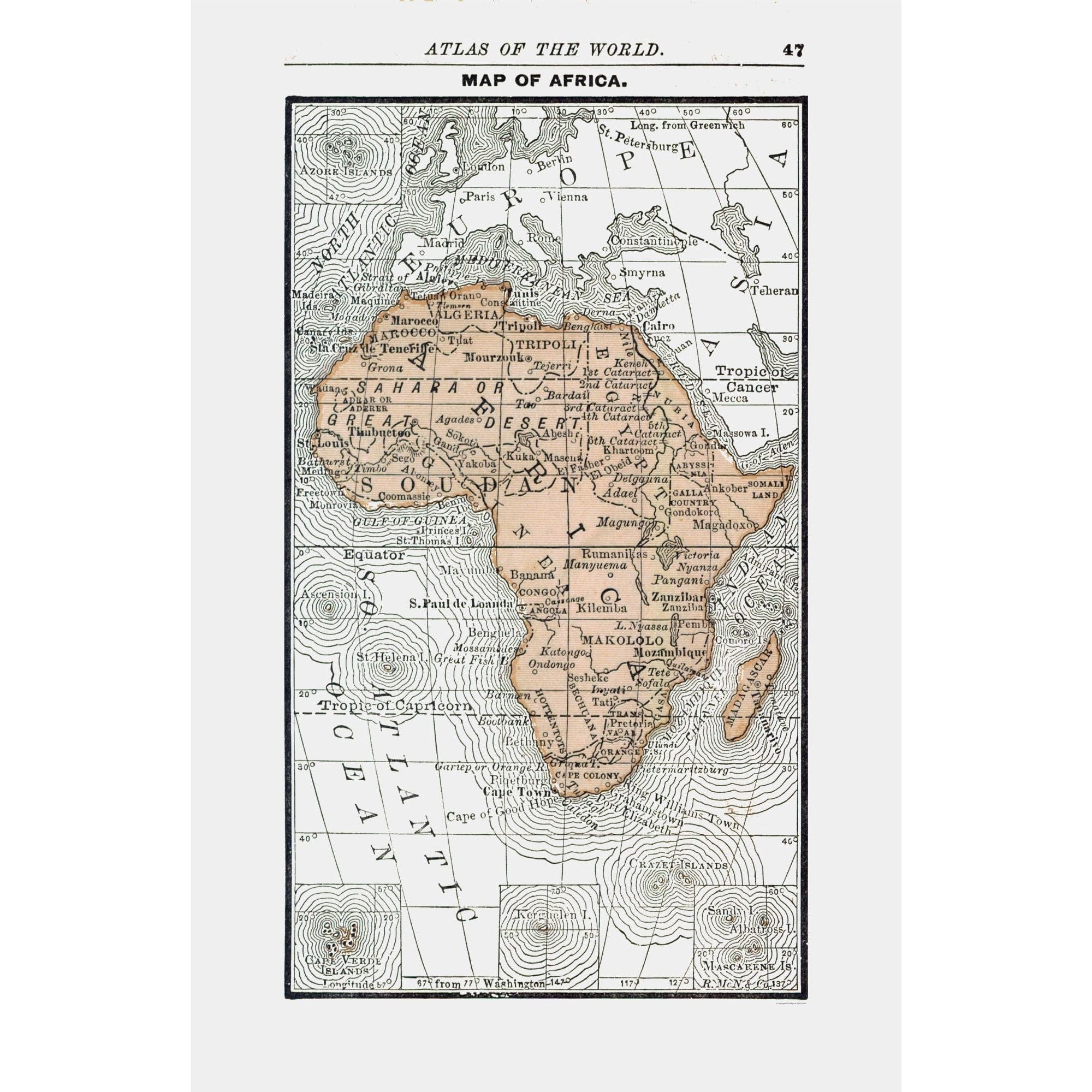 Historic Map - Africa - Alden 1886 - 23 x 35.35 - Vintage Wall Art ...